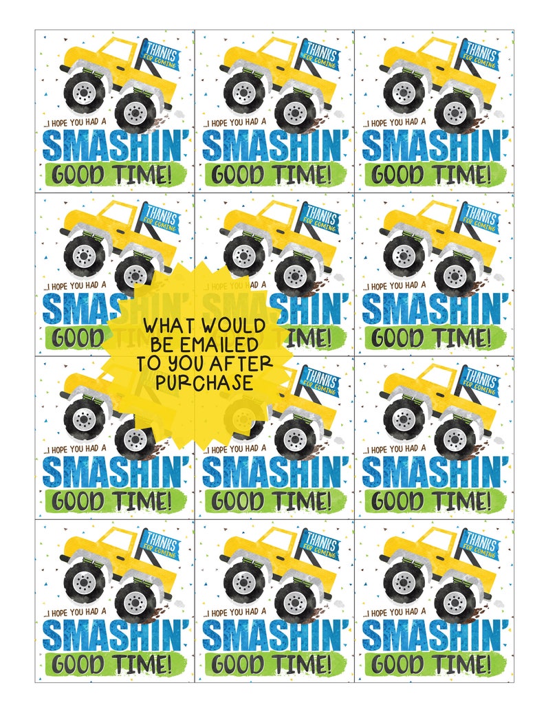 Monster Truck Birthday Favor Tags Monster Truck Favor Tag | Etsy