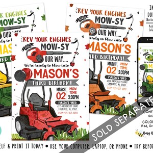 Orange Zero Turn Lawnmower Birthday Signs: Tractor Party Decor (digital ...