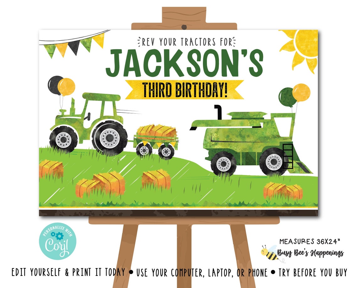 Tractor Birthday Banner Tractor Birthday Sign Tractor Banner - Etsy