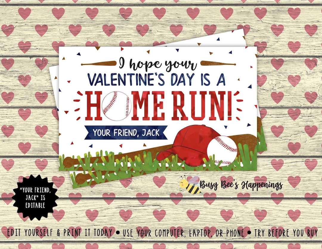 Baseball Valentines Card Baseball Valentine's Card Sports Valentine ...