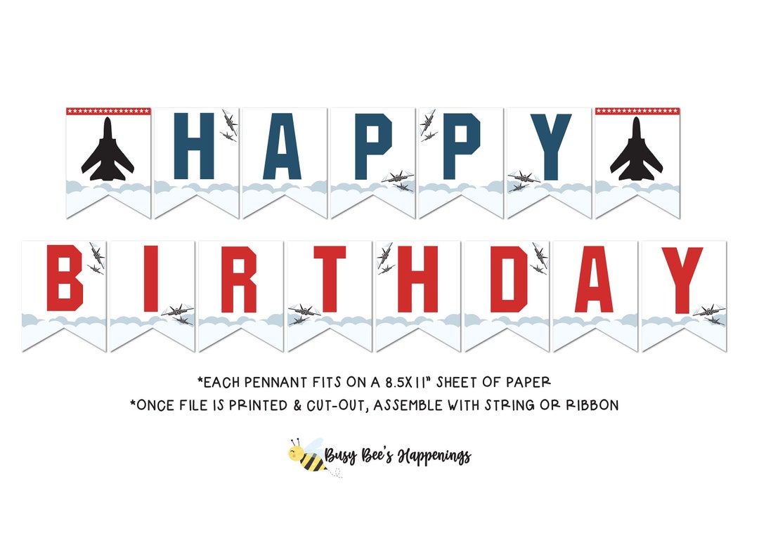 Jet Birthday Pennant Banner Jet Banner Jet Party Flying Birthday Banner ...