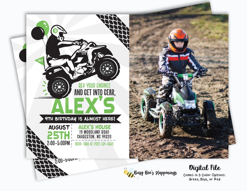 ATV Birthday Invitation 4 Wheeler Birthday Invitation Racing - Etsy