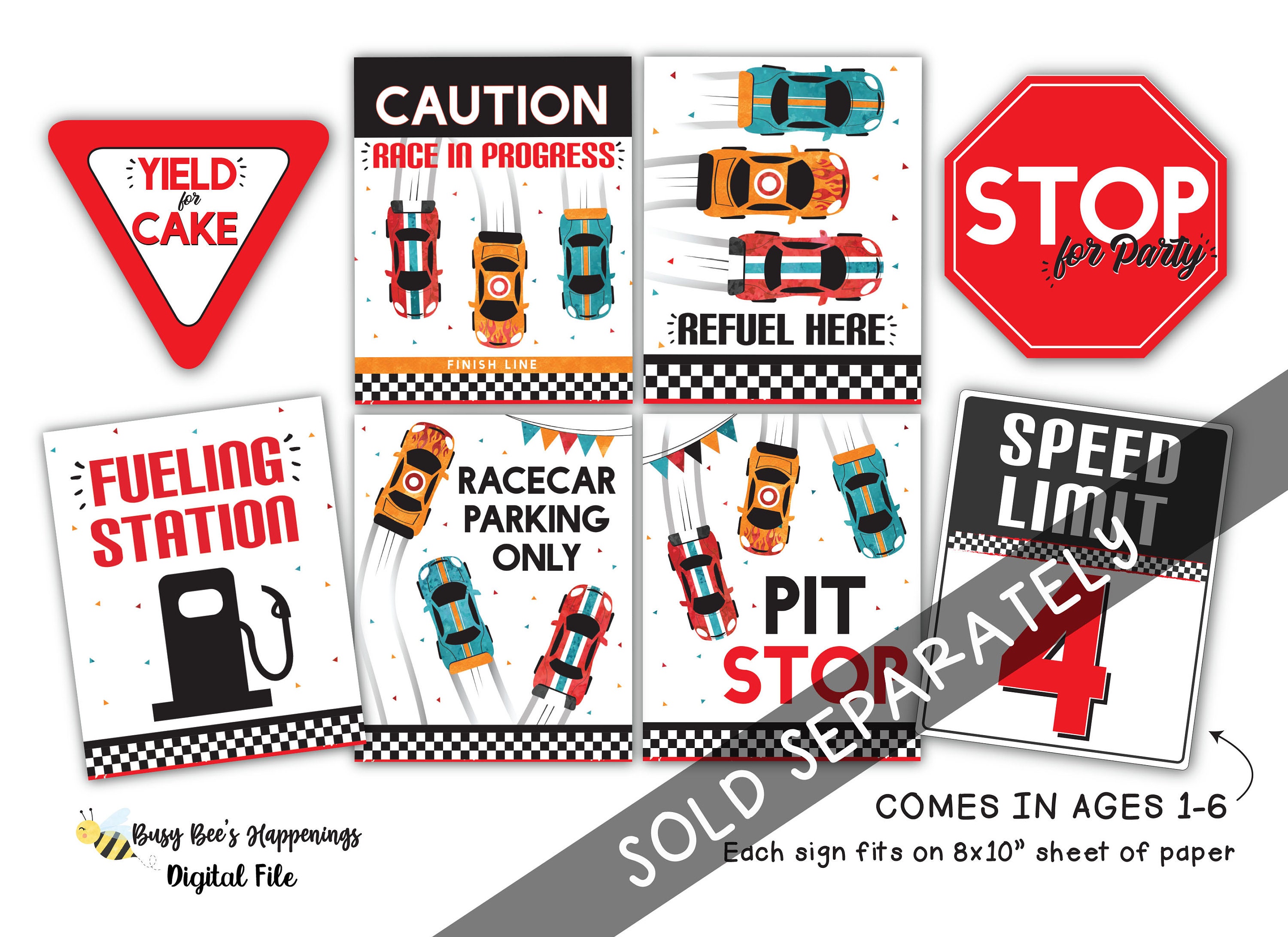 Race Car Favor Tags: Racetrack Birthday Party (digital File) Racing ...