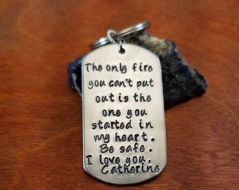 Personalized Firefighter Keep Him Safe Key Chain | Etsy