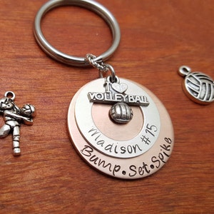 Volleyball Player Key Chain, Bump Set Spike, Volleyball Coach Gift ...
