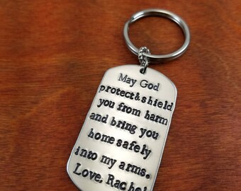Police Prayer key chain Protect and shield Fireman gift St | Etsy