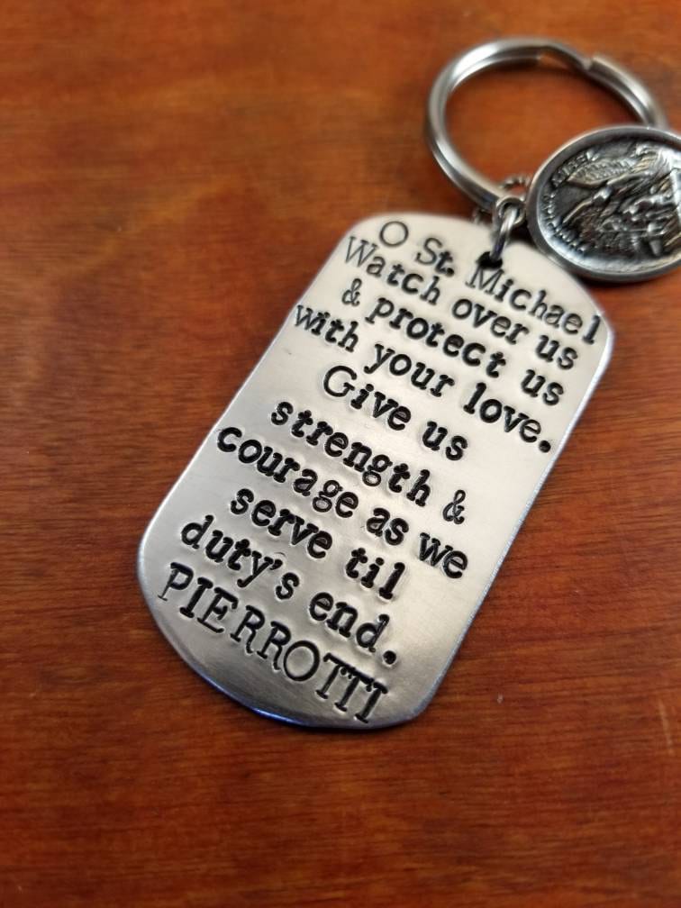 Police Prayer Key Chain, Protect and Shield, Fireman Gift, St Michael ...