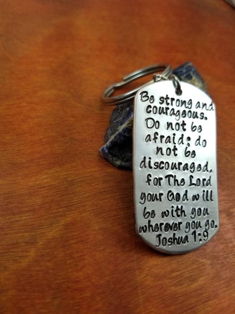 Joshua 1 9 Dog Tag Necklace, Policeman, Fireman, Be Strong and ...