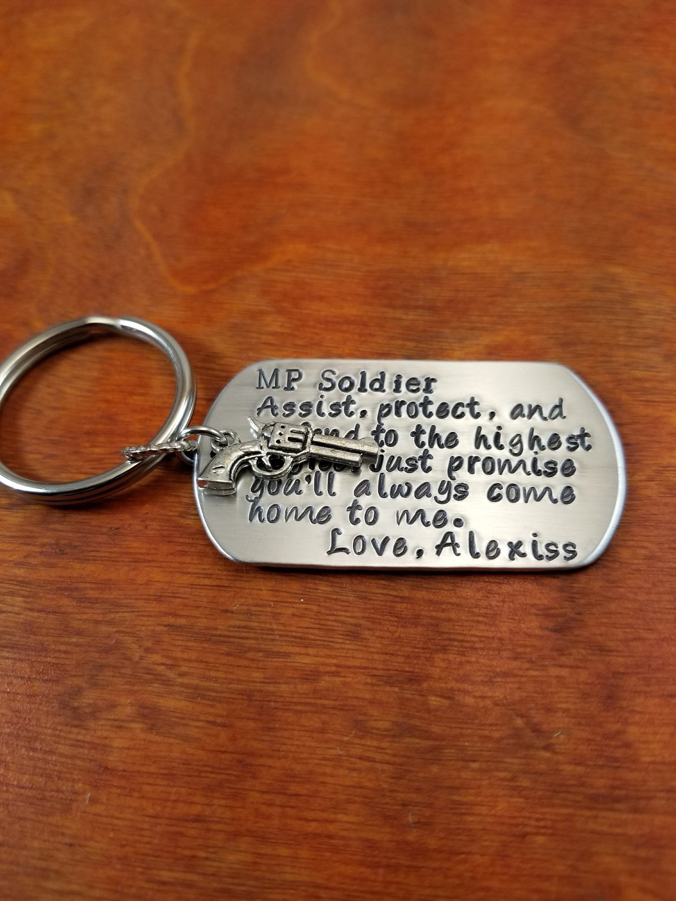 Personalized Hand Stamped US Military Police Key Chain | Etsy
