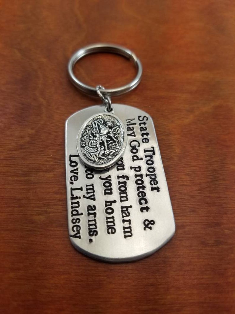 Police Officer St. Michael Prayer Key Chain State Trooper - Etsy