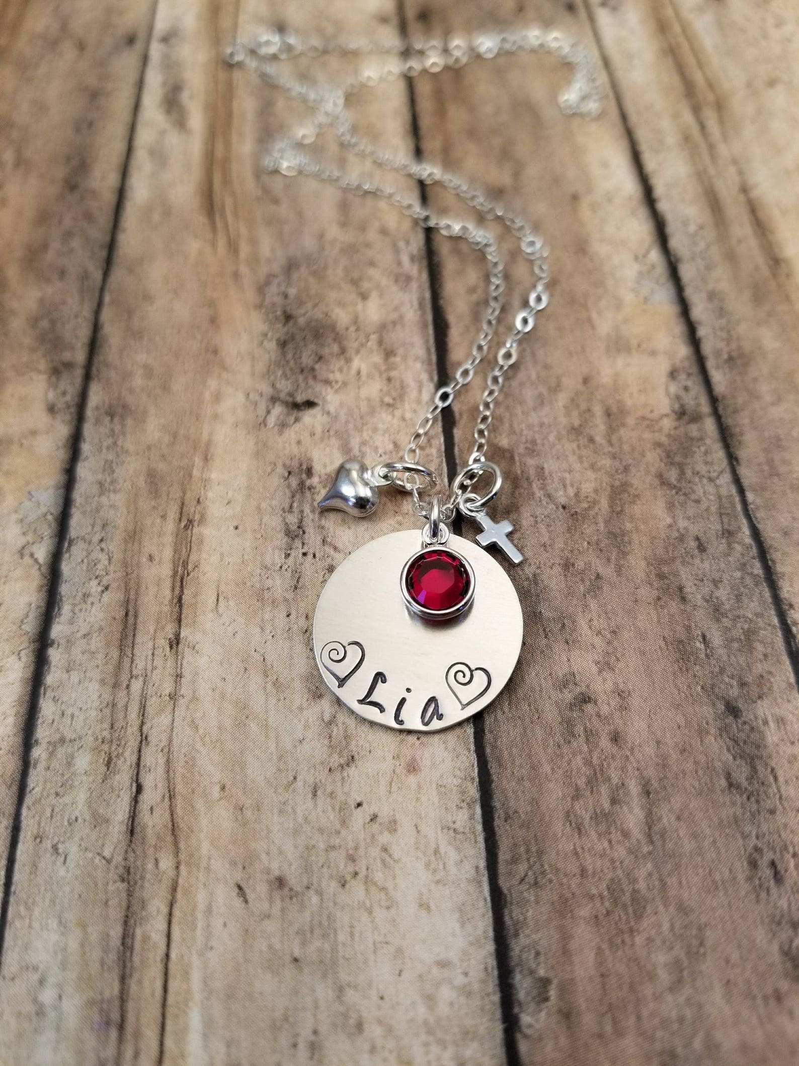 Hand Stamped Personalized Birthstone Necklace Little Girl - Etsy