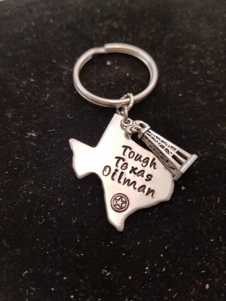 Texas Oilfield Key Chain, Tough Texas Oilman, Oil Derrick Key Chain ...