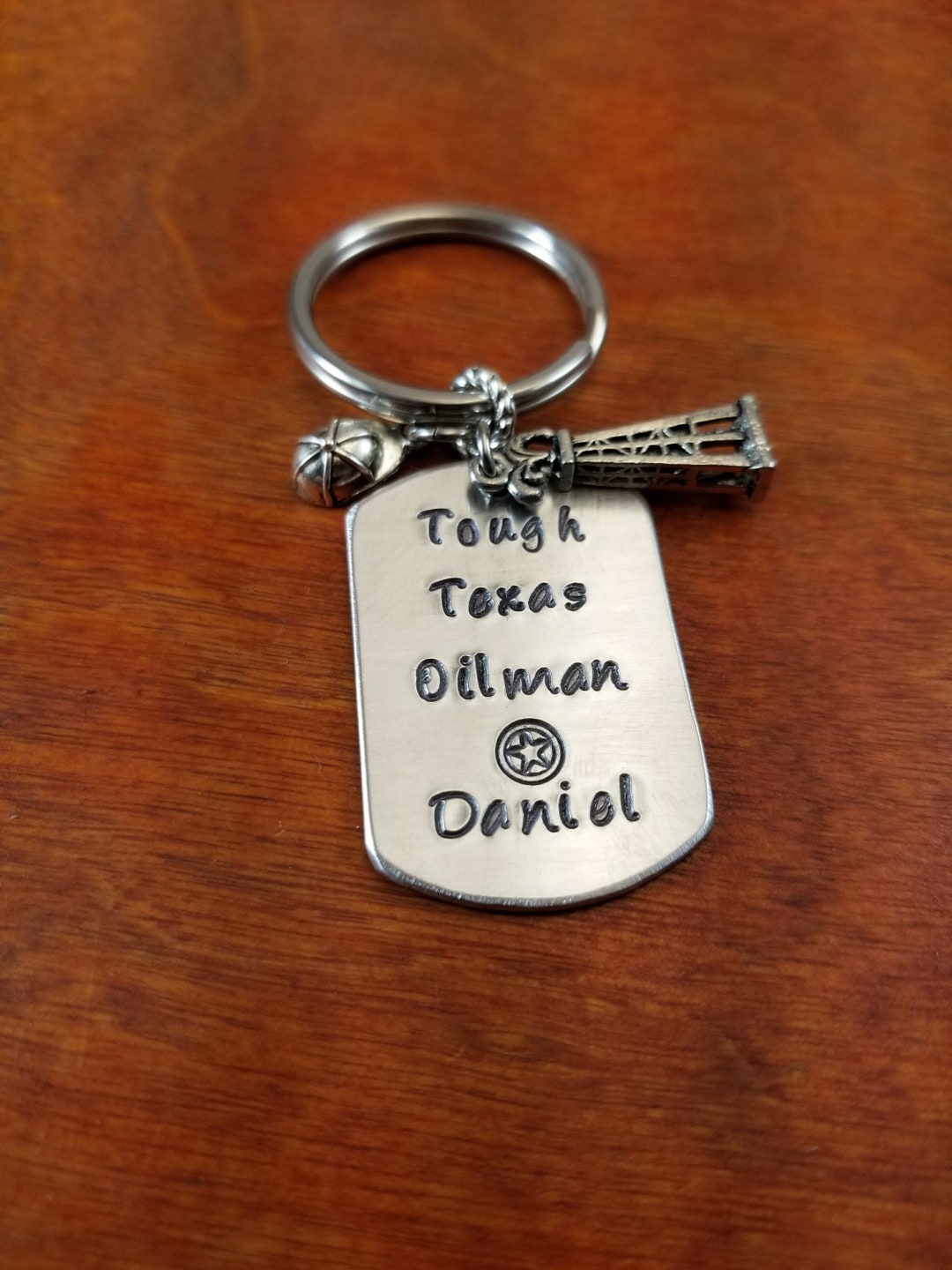 Texas Oilfield Key Chain, Tough Texas Oilman, Oilfield Gift Oil Field ...