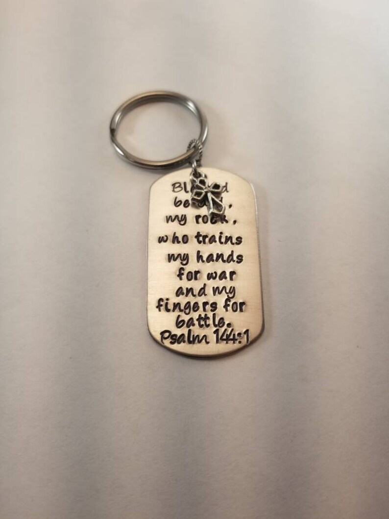 Police Prayer Key Chain Blessed Be God My Rock Military | Etsy