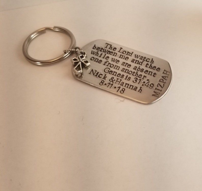 Mizpah Dog Tag Key Chain True Love Husband Gift Boyfriend - Etsy