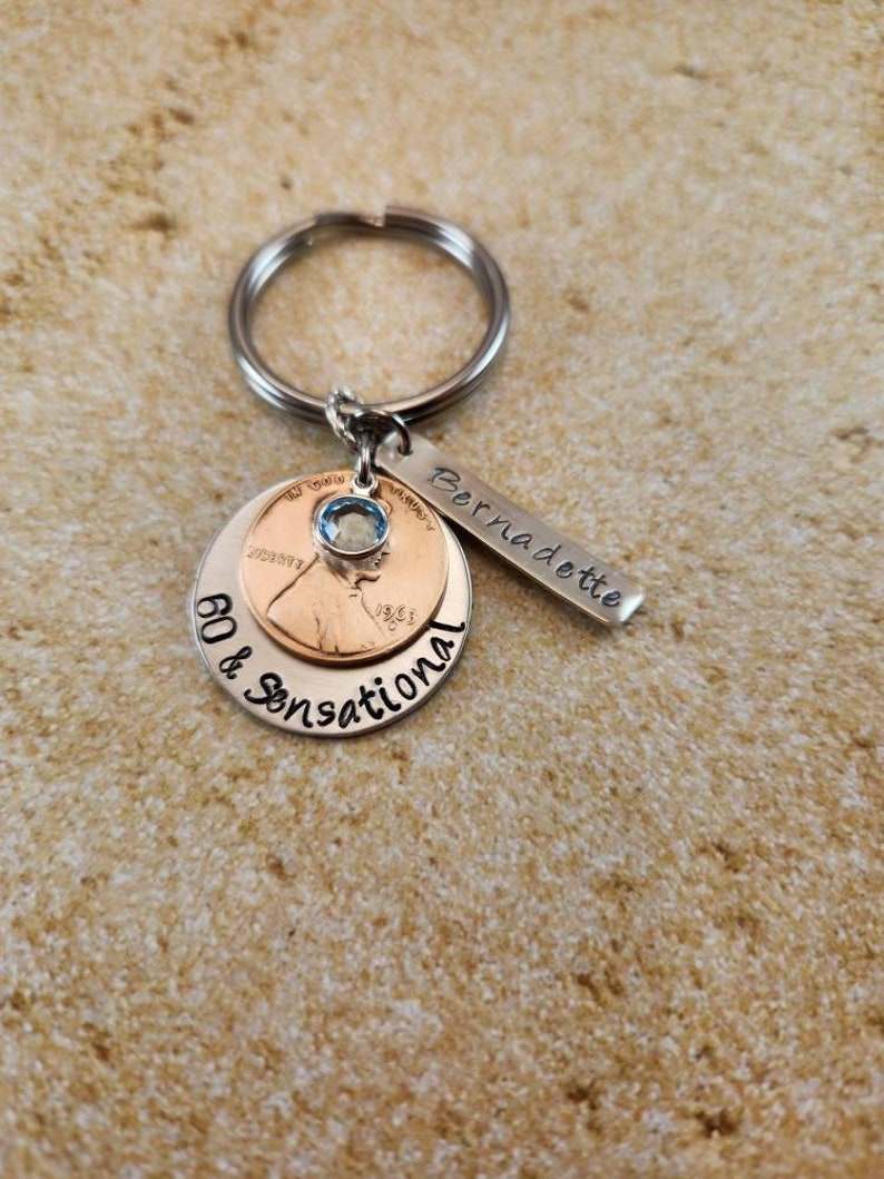 60th Birthday Penny Celebration Key Chain - Etsy