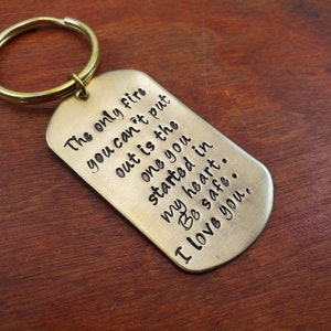 Firefighter Be Safe Key Chain, Fireman Thin Red Line Gift, Personalized ...