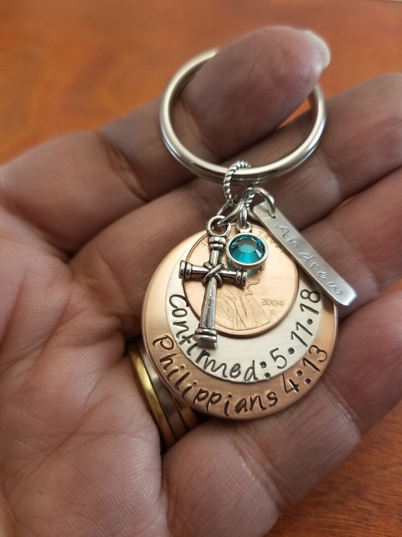 Confirmation Penny Key Chain, Baptism Gift, Penny Keychain, Christian ...