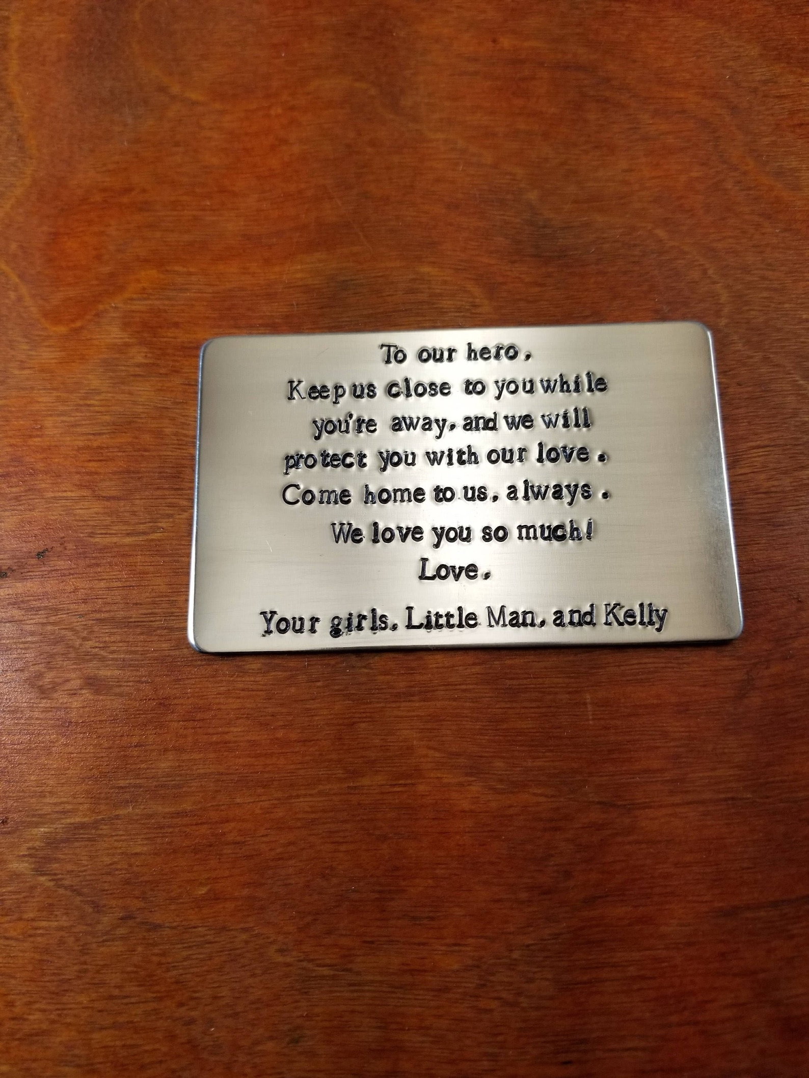 To Our Hero Aluminum Wallet Insert, Keep Him Safe, Police, Firefighter ...