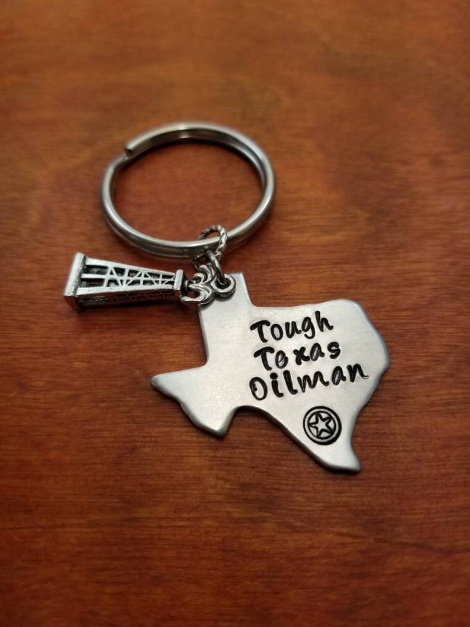 Texas Oilfield Key Chain, Tough Texas Oilman, Oil Derrick Key Chain ...