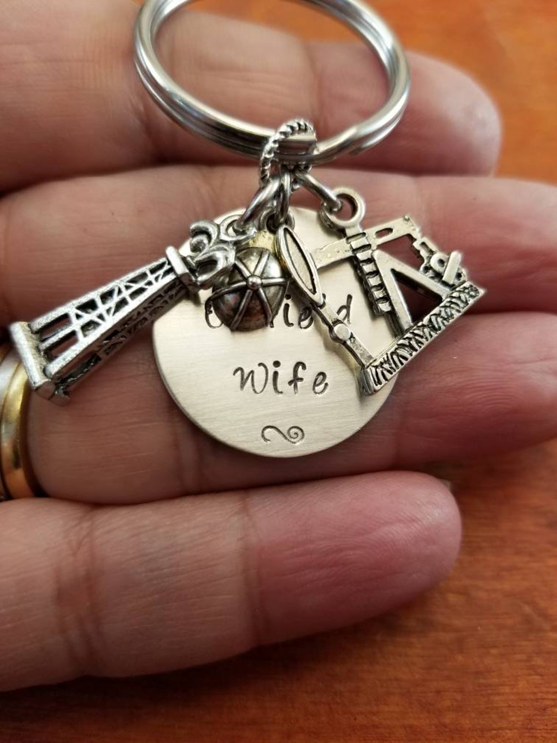 Oilfield Wife Key Chain Sterling Silver Key Chain Oilfield - Etsy