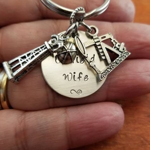 Oilfield Wife Key Chain, Sterling Silver Key Chain, Oilfield Wife Gift ...