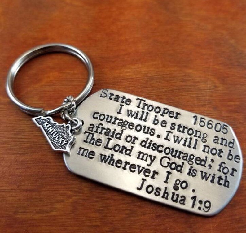 Kentucky State Trooper Key Chain Joshua 1:9 State Trooper - Etsy