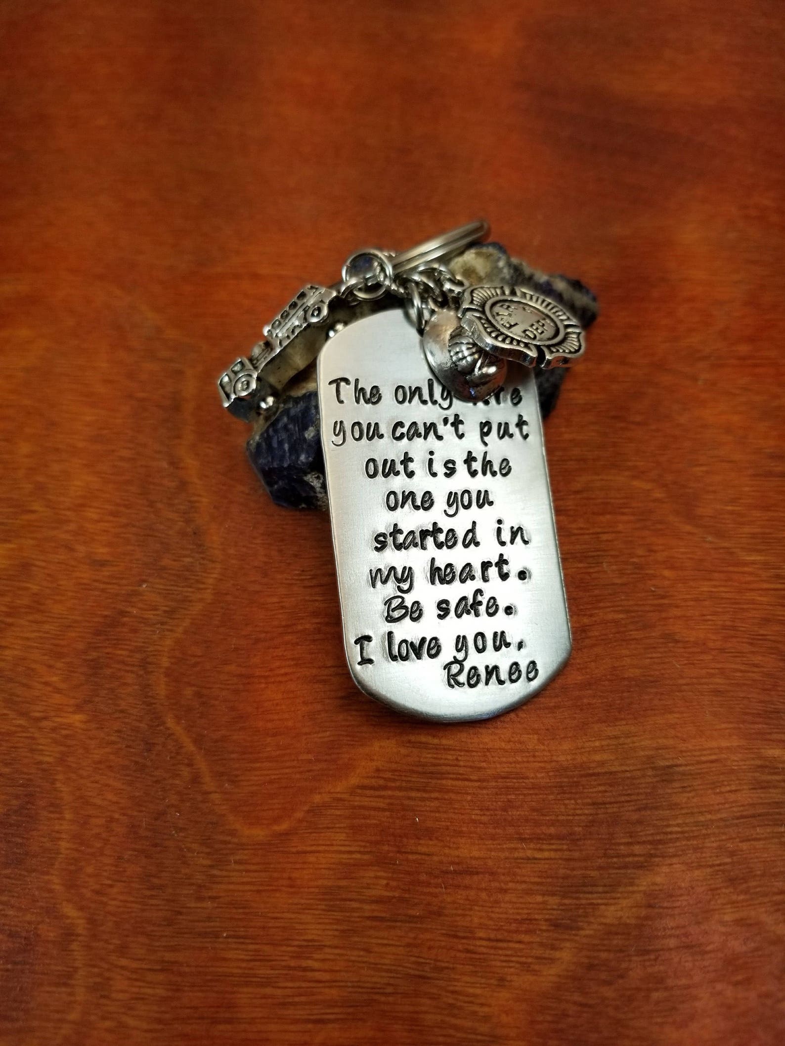 Personalized Firefighter Keep Him Safe Key Chain | Etsy