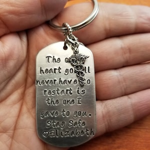 Paramedic First Responder Key Chain, EMT Be Safe Gift, Thin White Line ...