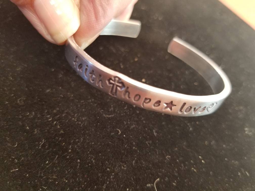 Inspirational Faith Hope Love Christian Cuff Bracelet Christian Gift ...
