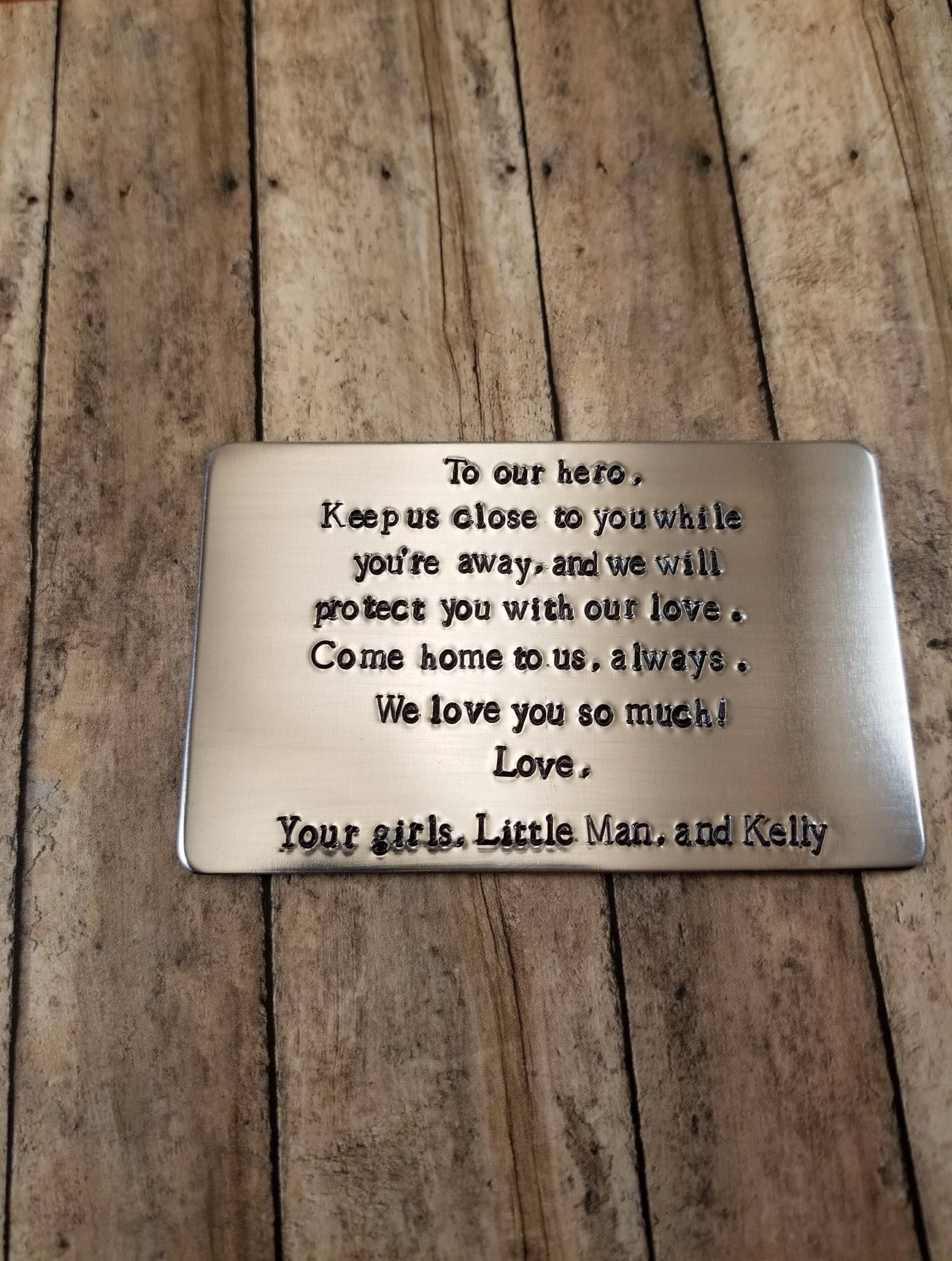 To Our Hero Aluminum Wallet Insert, Keep Him Safe, Police, Firefighter ...