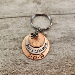 Anniversary Penny Key Chain, Penny Keychain, Penny Year of Wedding ...