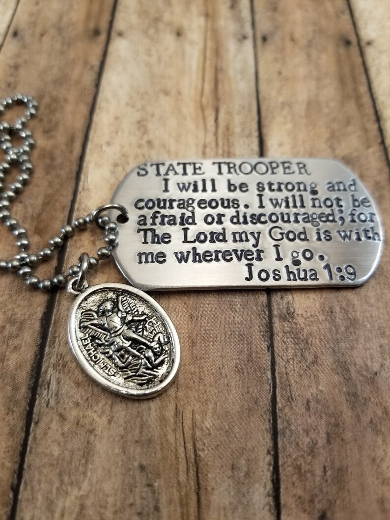 State Trooper Joshua 1:9 Key Chain Police Officer Gift St - Etsy