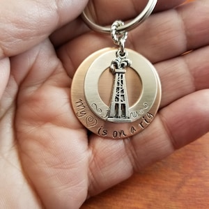 Oilfield Wife Key Chain, My Heart is on the Rig, Roughneck Keychain ...