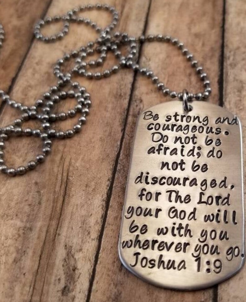 Joshua 1 9 Dog Tag Necklace, Policeman, Fireman, Be Strong and ...