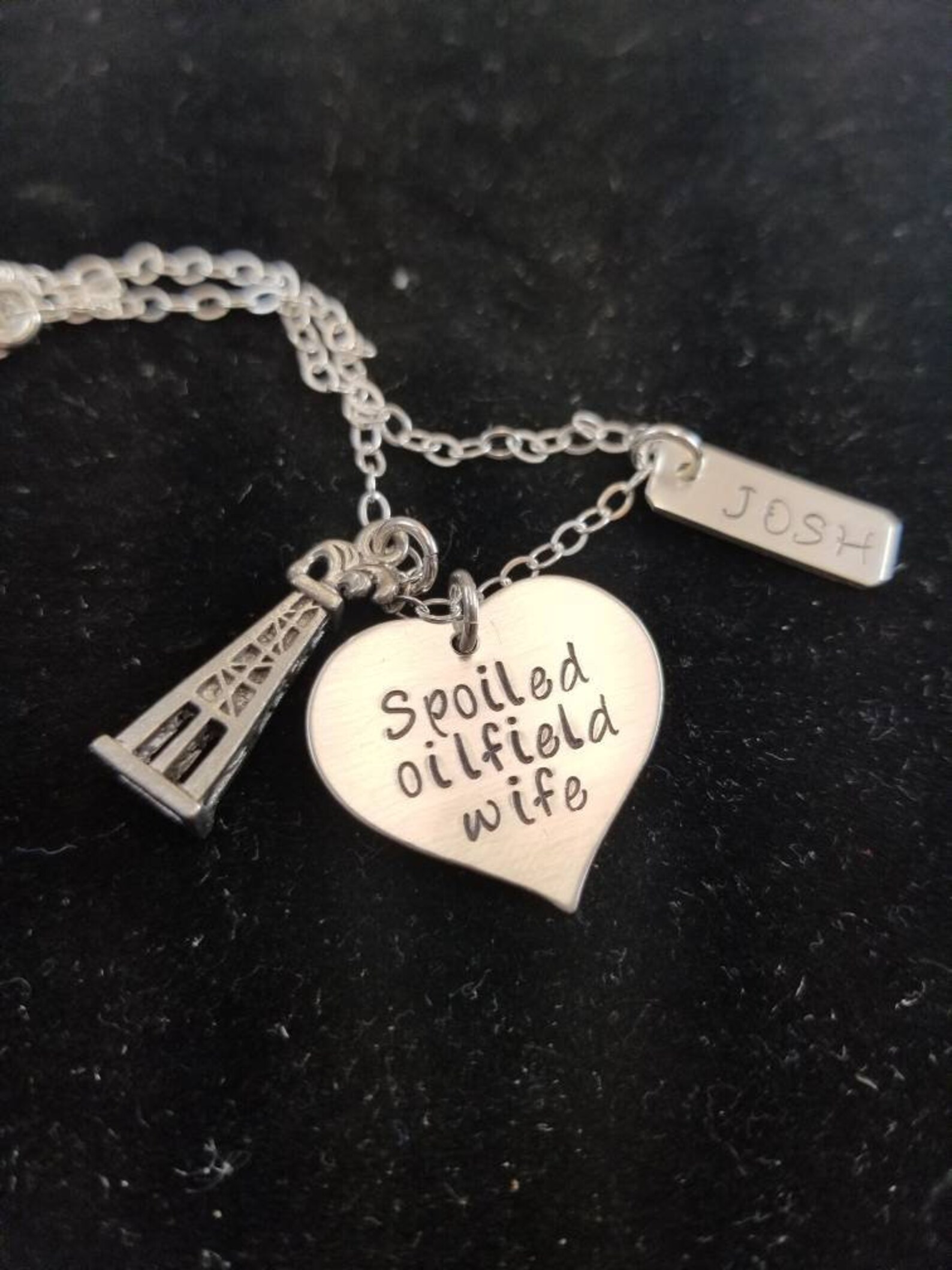 Personalized Oilfield Wife Jewelry, Custom Necklace With Name Tag, Oil ...