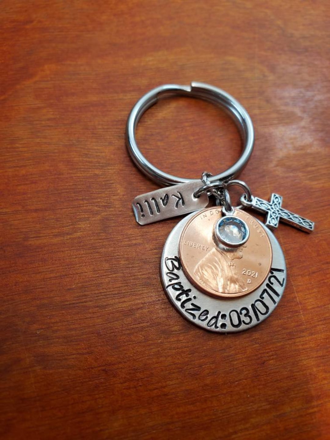 Personalized Baptism Penny Key Chain, Baptism Gift, Confirmation Gift ...