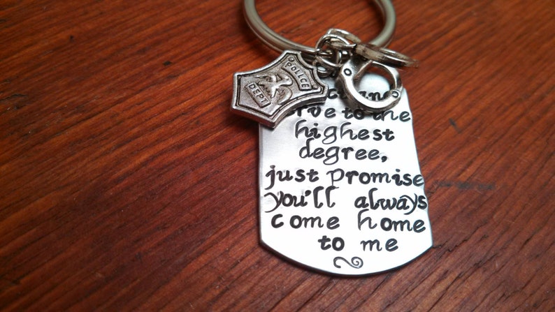 Hand Stamped Police Officer Key Chain Protect and Serve - Etsy