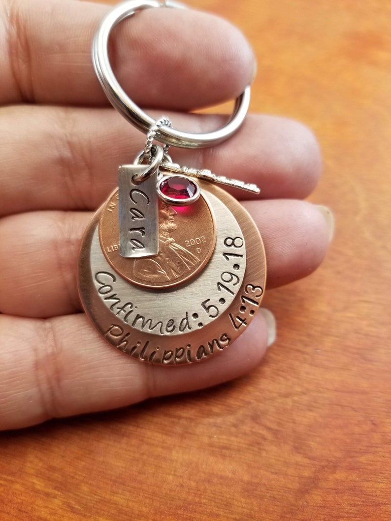 Confirmation penny Key chain Baptism gift Penny keychain | Etsy
