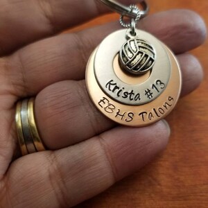 Volleyball Player Key Chain, Volleyball Team Gift, Hand Stamped ...