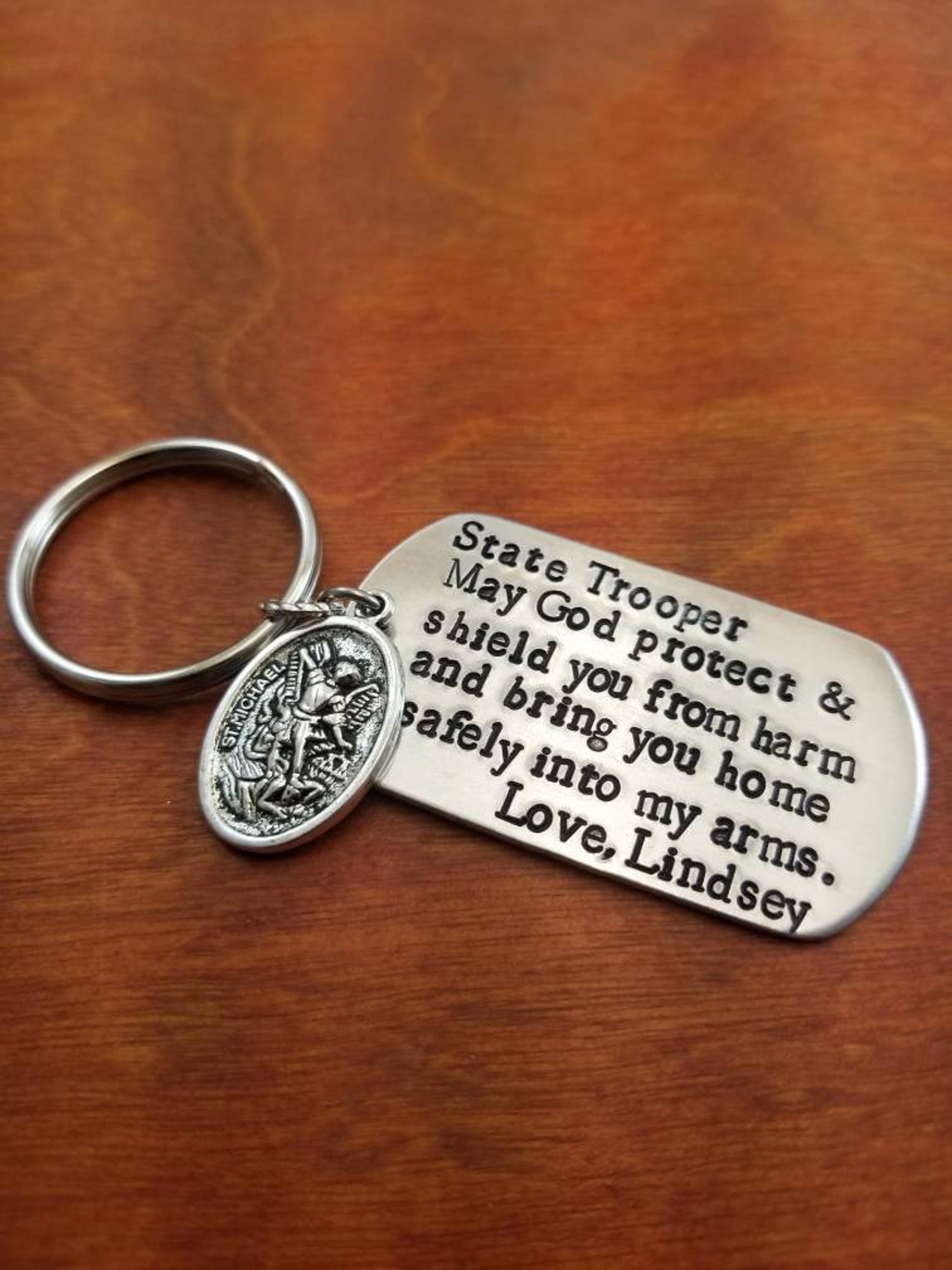 Police Officer St. Michael Prayer Key Chain State Trooper - Etsy