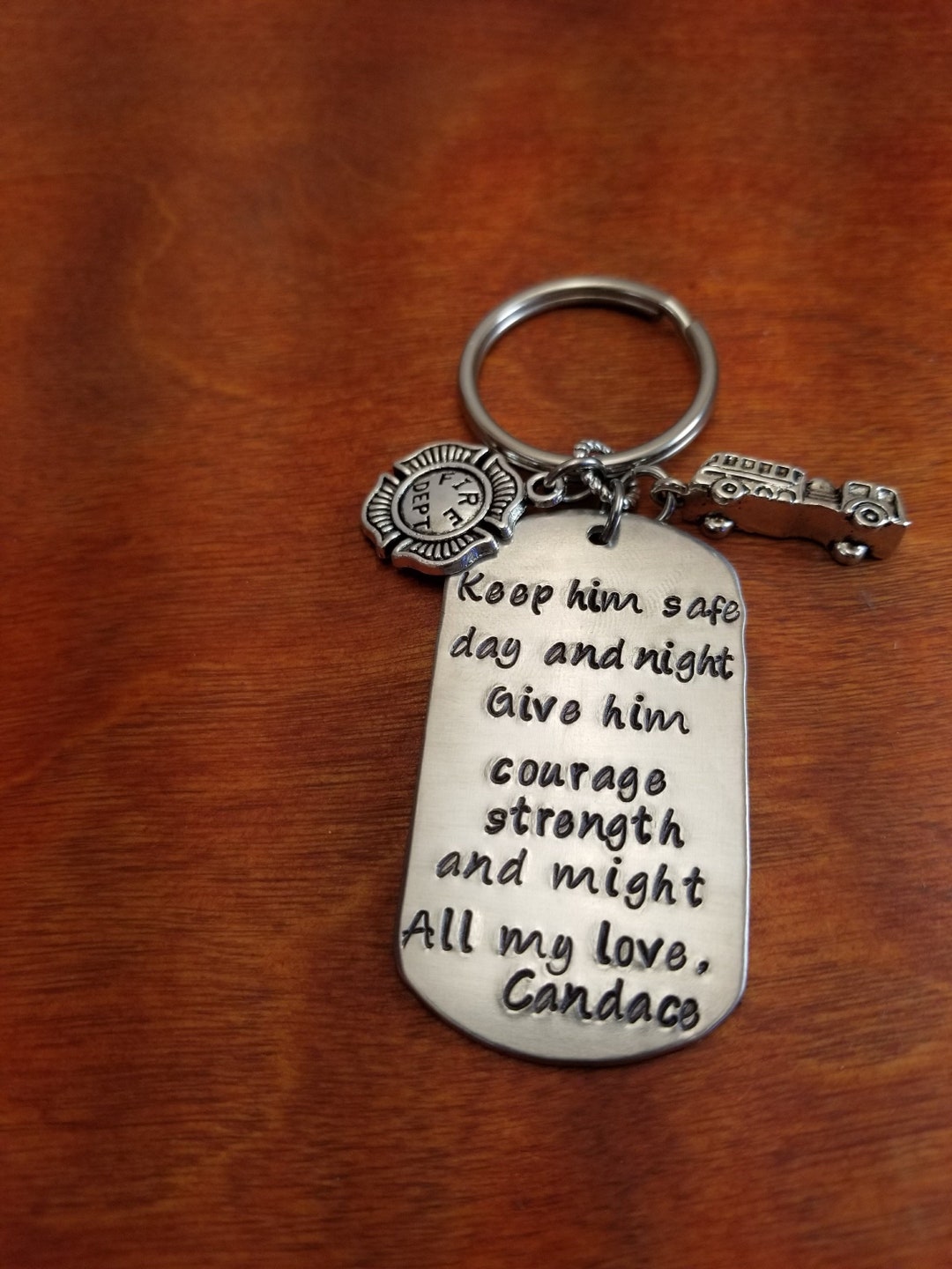 Fireman Keep Him Safe Key Chain, Keep Him Safe Day and Night ...