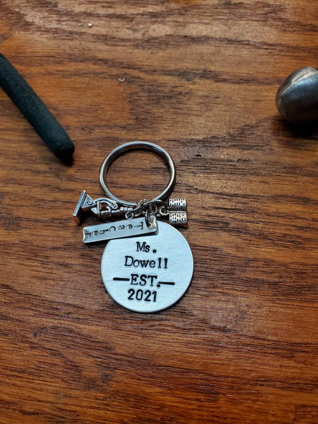 New Science Teacher Keychain, Reader Gift, Teacher Gift, Hand Stamped ...