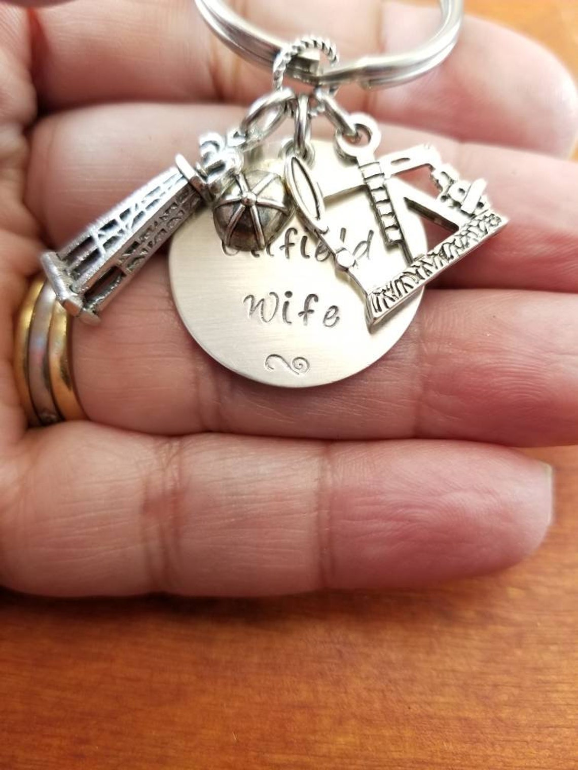 Oilfield Wife Key Chain, Sterling Silver Key Chain, Oilfield Wife Gift ...