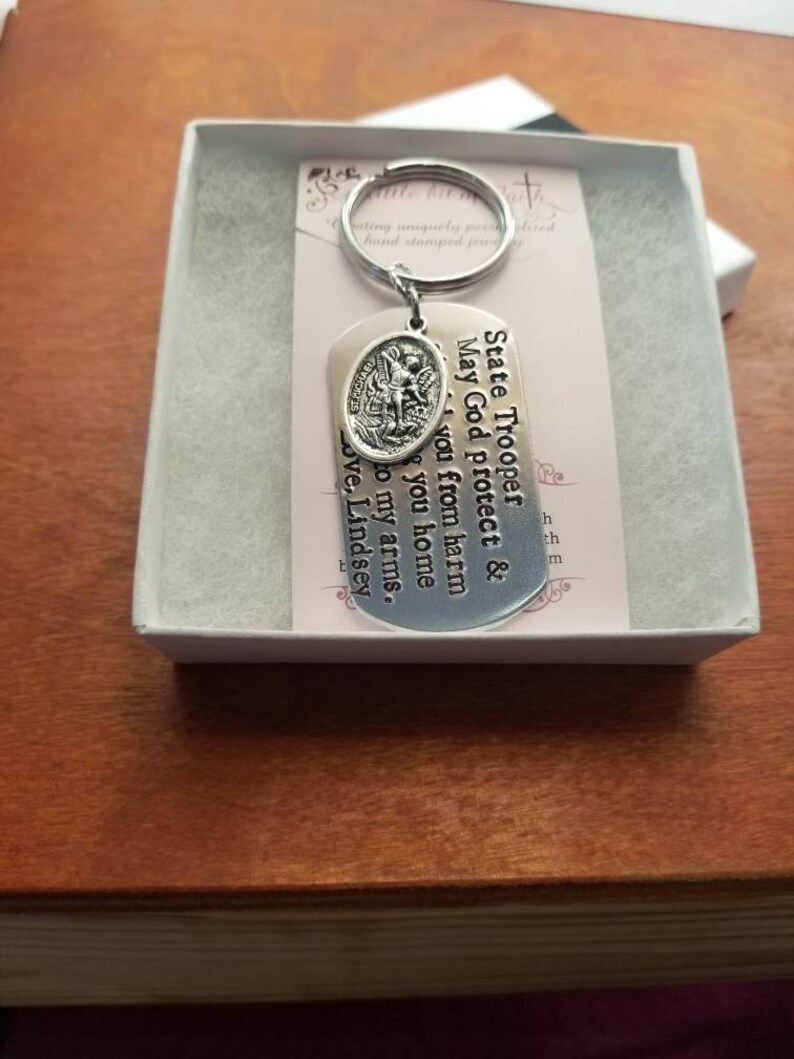 Police Officer St. Michael Prayer Key Chain State Trooper | Etsy