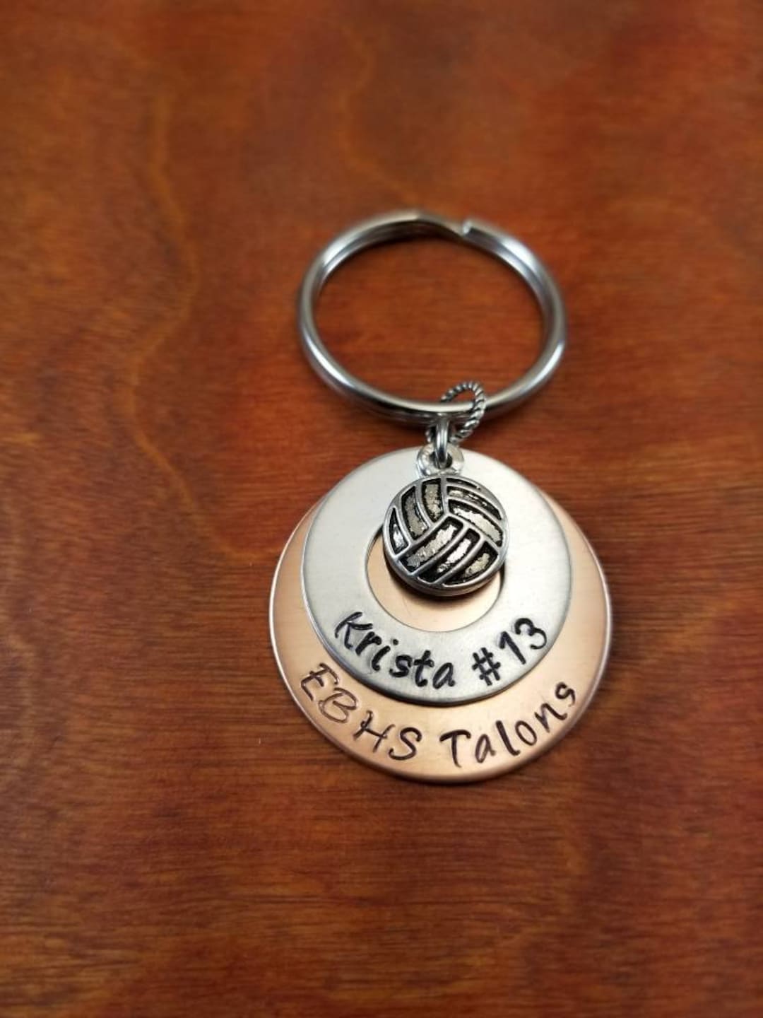 Volleyball Player Key Chain, Volleyball Team Gift, Hand Stamped ...