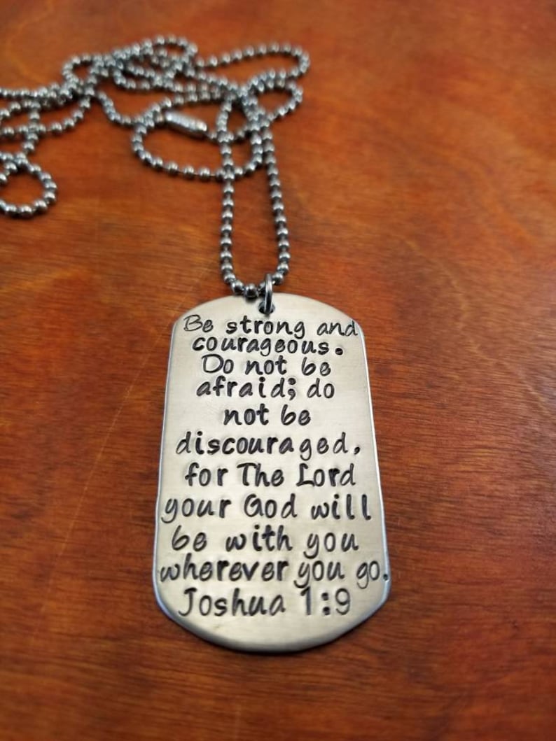 Joshua 1 9 Dog Tag Necklace, Policeman, Fireman, Be Strong and ...