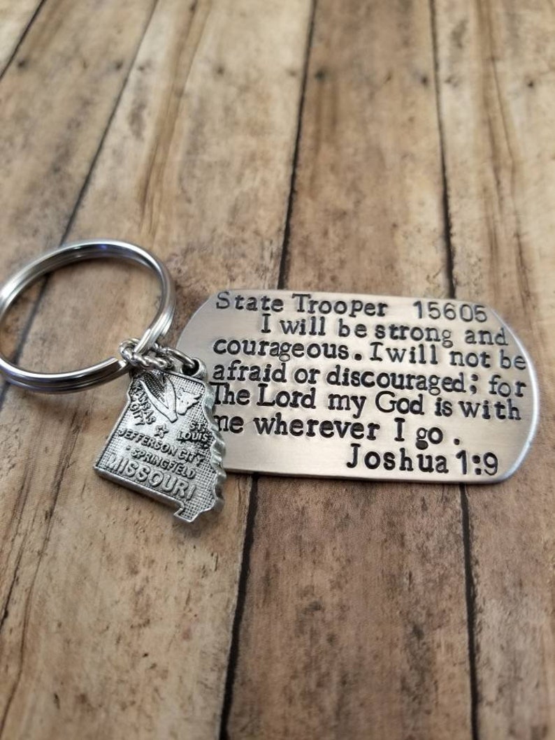 Missouri State Trooper Key Chain Joshua 1:9 State Trooper | Etsy