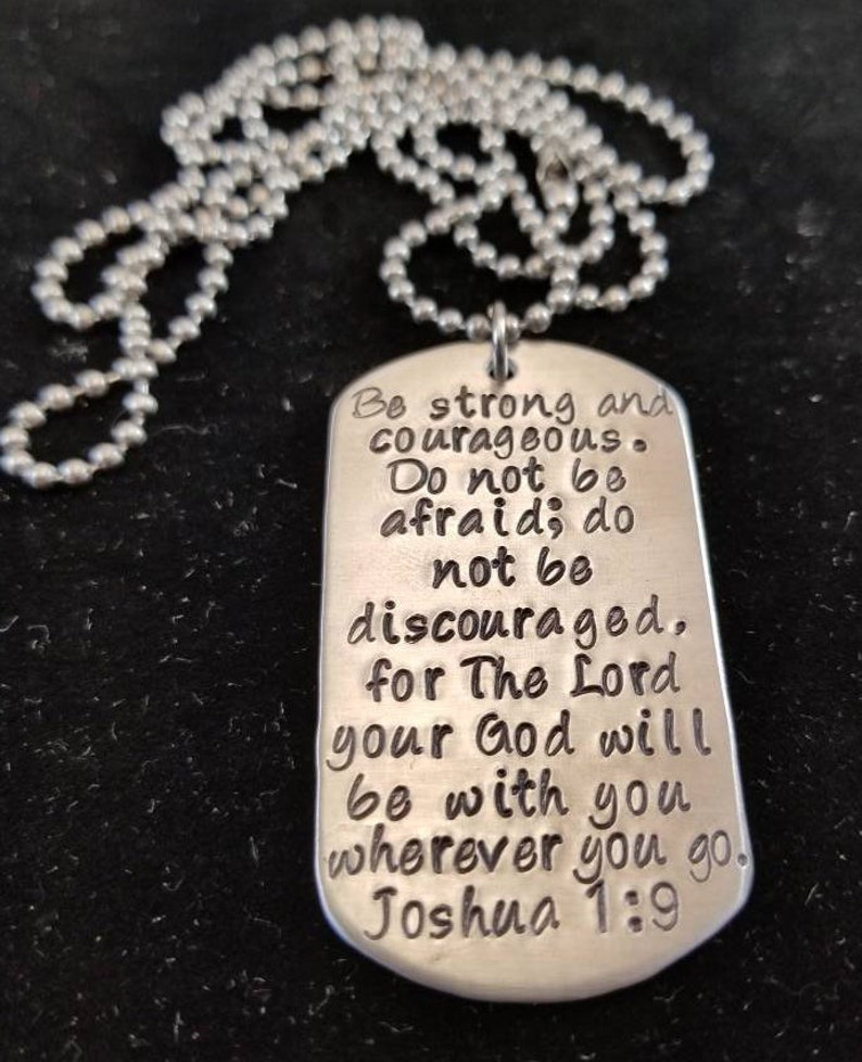 Joshua 1 9 Dog Tag Necklace, Policeman, Fireman, Be Strong and ...