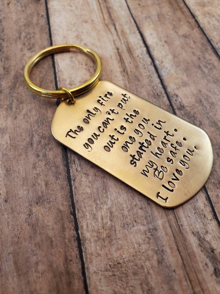 Firefighter Be Safe key chain fireman thin red line gift | Etsy